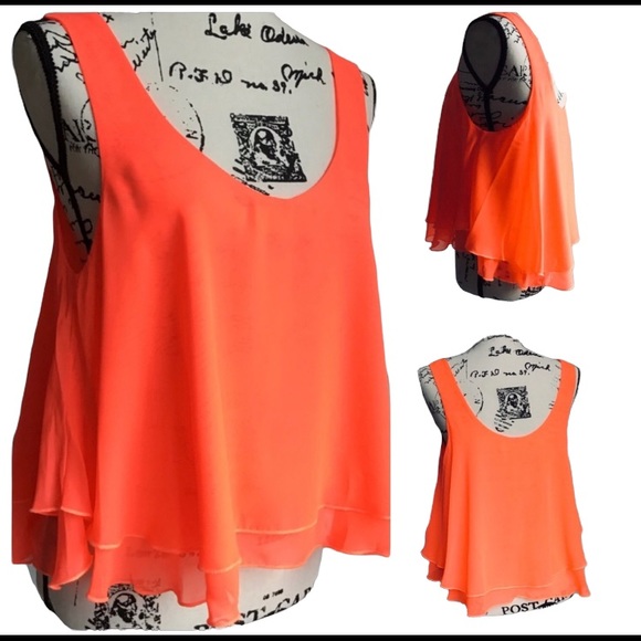 Millibon | Tops | Millibon New Chiffon Cropped Layered Ruffle Tank Top ...